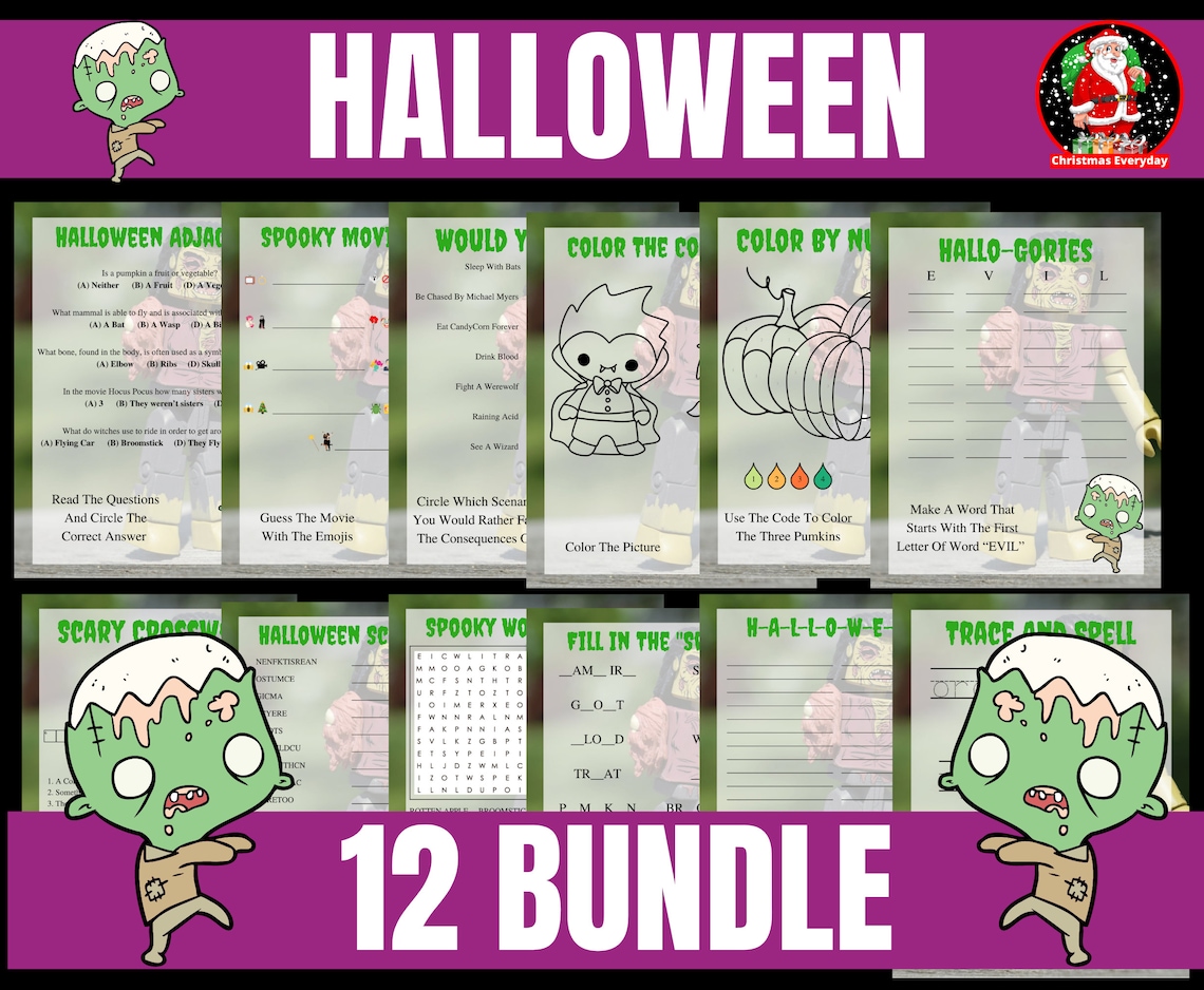 Zombie Printable Halloween Games Printable Zombie Party - Etsy