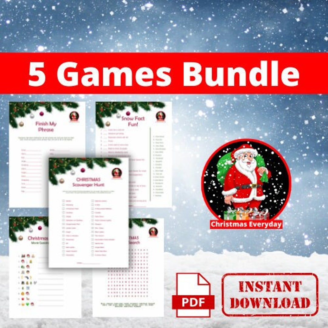 Christmas Game BUNDLE 5 Christmas Printable Games Christmas Day PACK ...