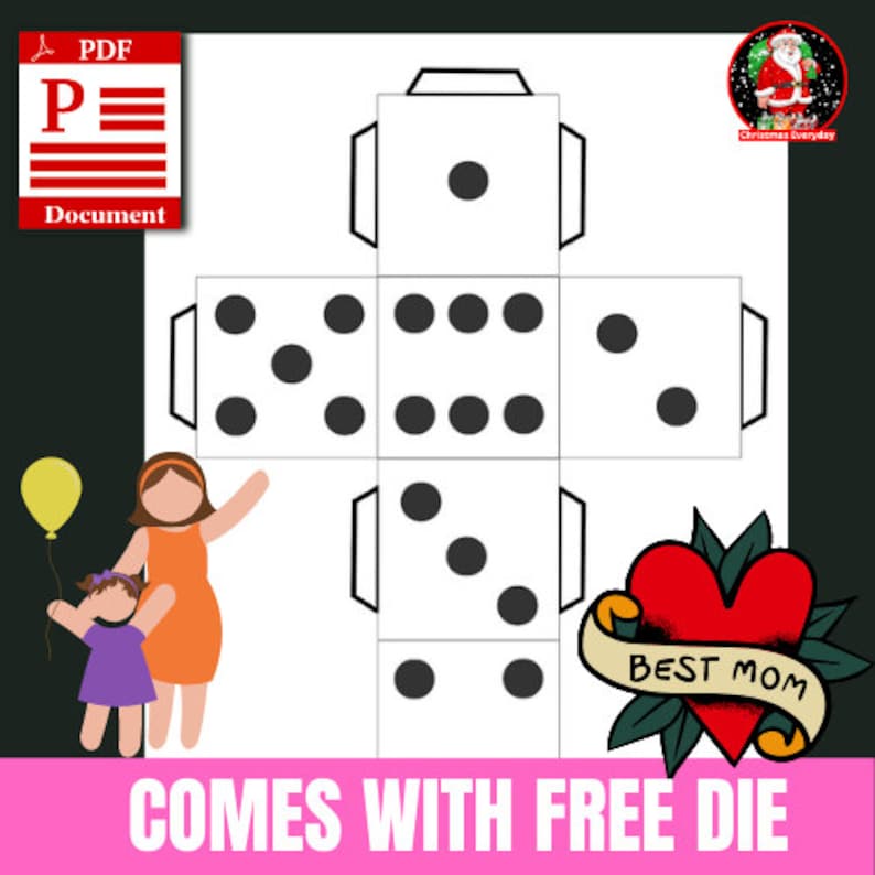 Mother's Day Candy Dice Game Printable Dice Game Mothers - Etsy