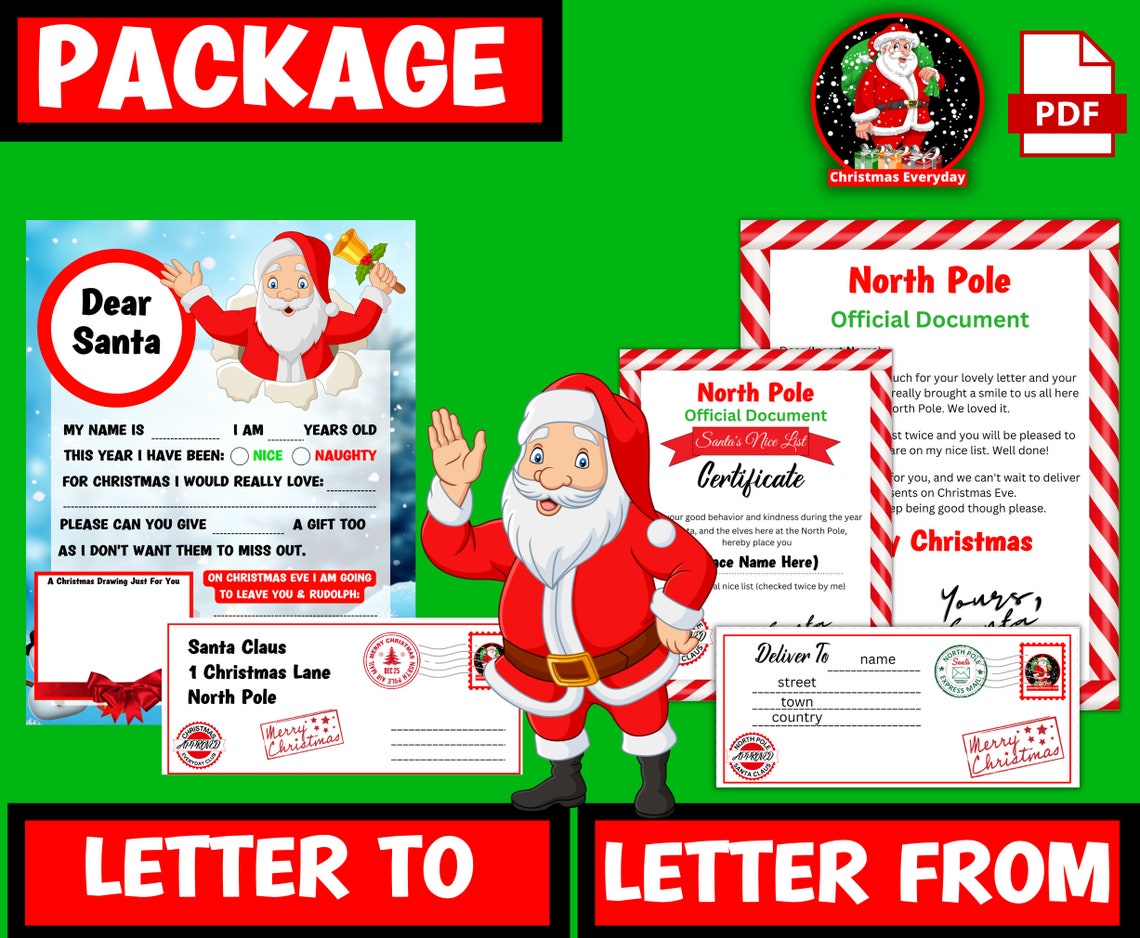 Printable Letter to Santa & Letter From Santa, Letter to Santa Envelope ...