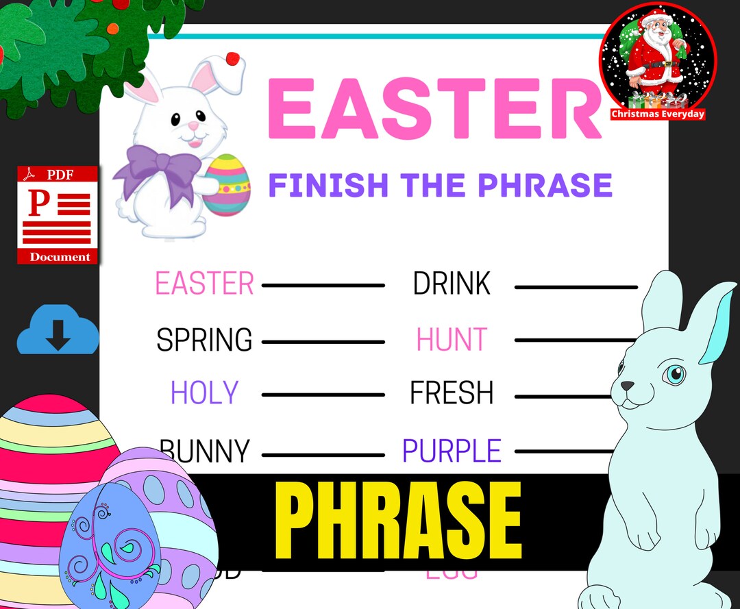 Easter Finish the Phrase, Printable Easter Game, Finish the Phrase ...