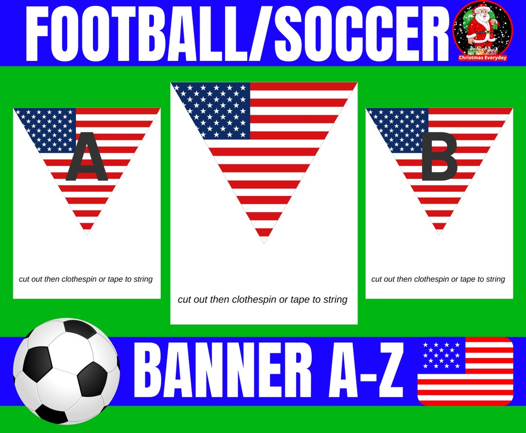 World Cup Flag Football Printable Soccer Banner Soccer - Etsy