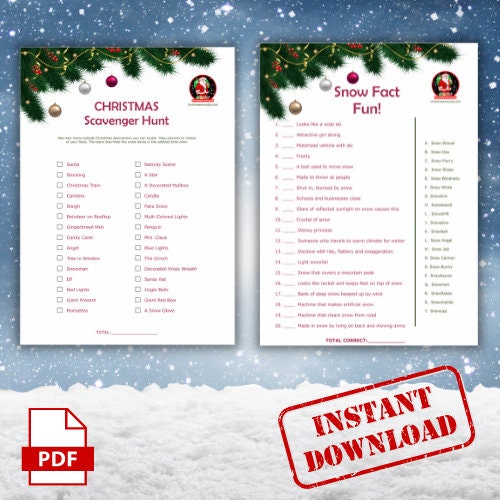 Christmas Game BUNDLE 5 Christmas Printable Games Christmas Day PACK ...