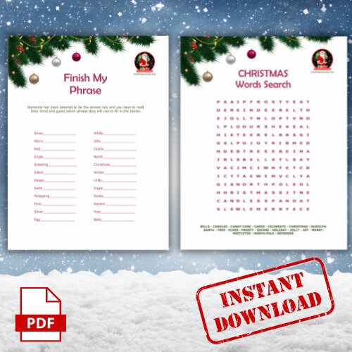 Christmas Game BUNDLE 5 Christmas Printable Games Christmas Day PACK ...