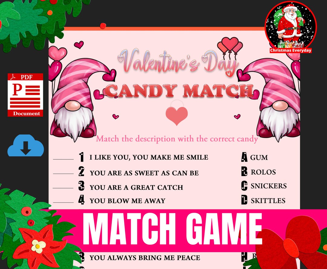 Candy Match Game Date Night Games Candy Match Valentines - Etsy