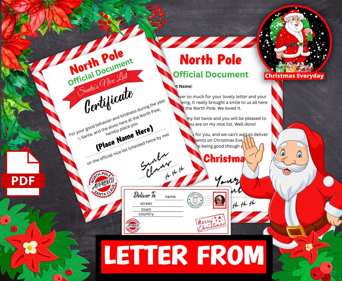 Printable Letter to Santa & Letter From Santa, Letter to Santa Envelope ...