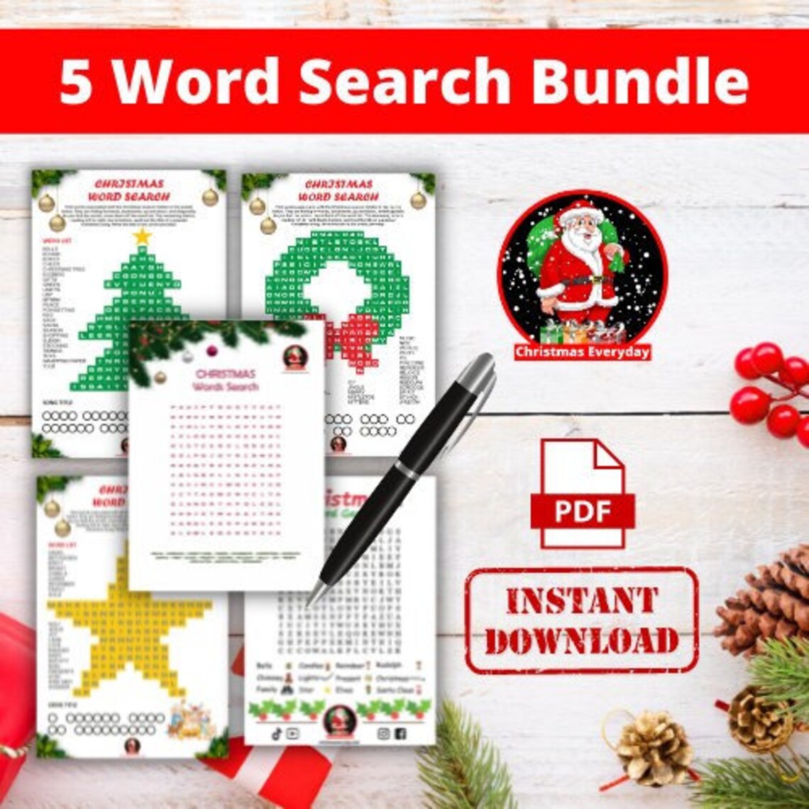 Christmas Word Search Puzzles Bundle Christmas Word Search - Etsy