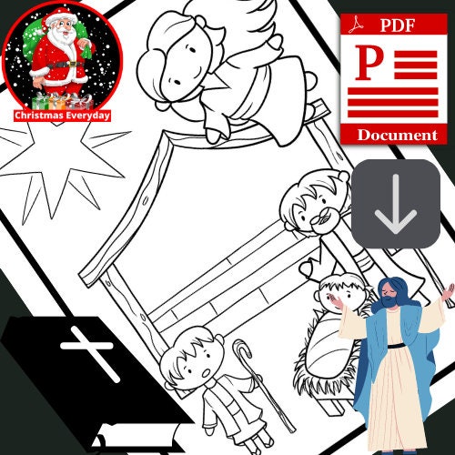 Bible and Nativity Coloring Pages Kid Friendly Easy to - Etsy