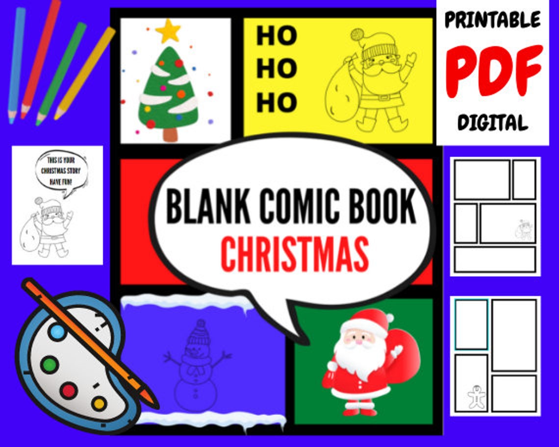 Blank Comic Book Christmas Strip Templates Christmas Cartoon - Etsy