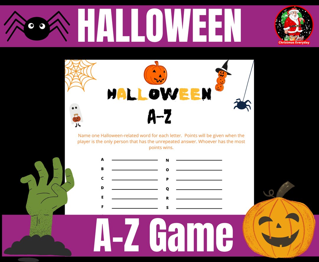 Halloween A-Z Word Game Virtual or Printable Halloween - Etsy