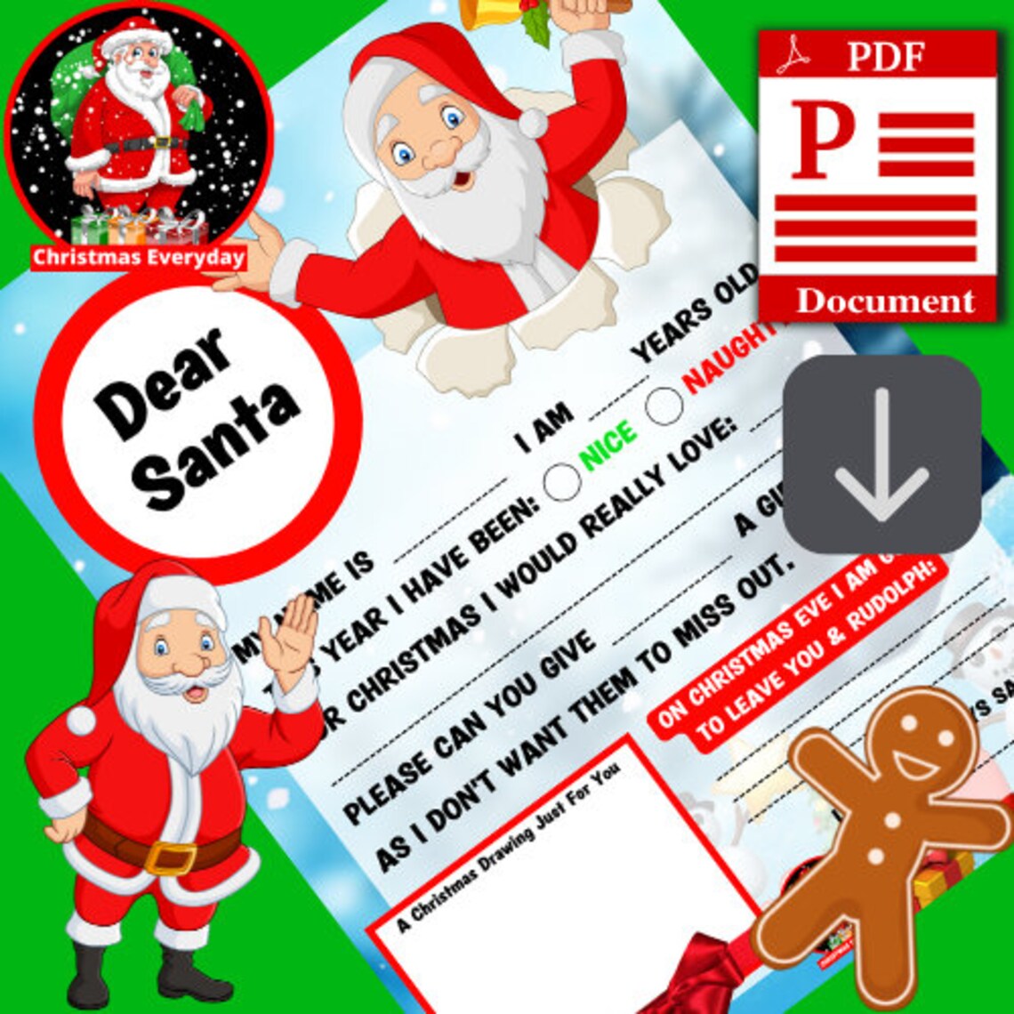 Printable Letter to Santa & Letter From Santa, Letter to Santa Envelope ...