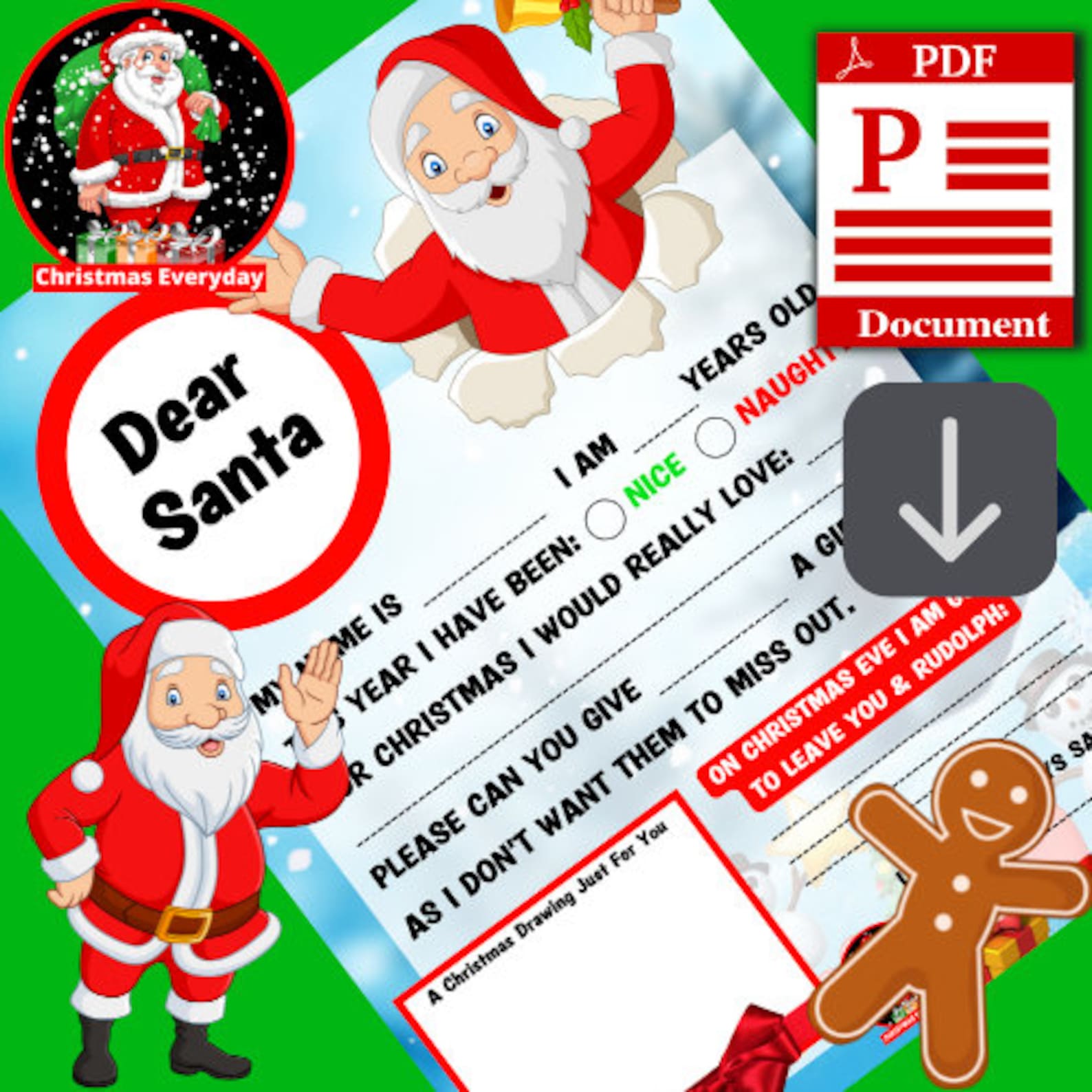 Printable Letter to Santa & Letter From Santa, Letter to Santa Envelope ...