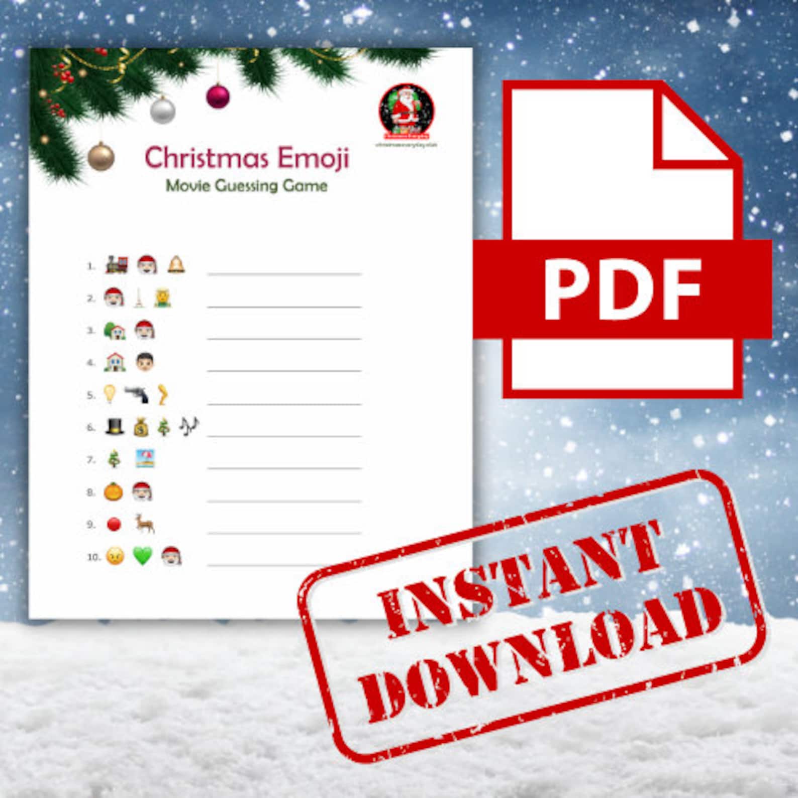 Christmas Emoji Game, Christmas Movie Game, Printable Christmas Games ...