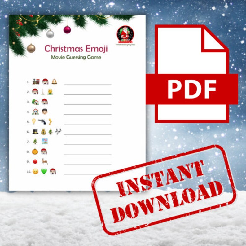 Christmas Emoji Game, Christmas Movie Game, Printable Christmas Games ...