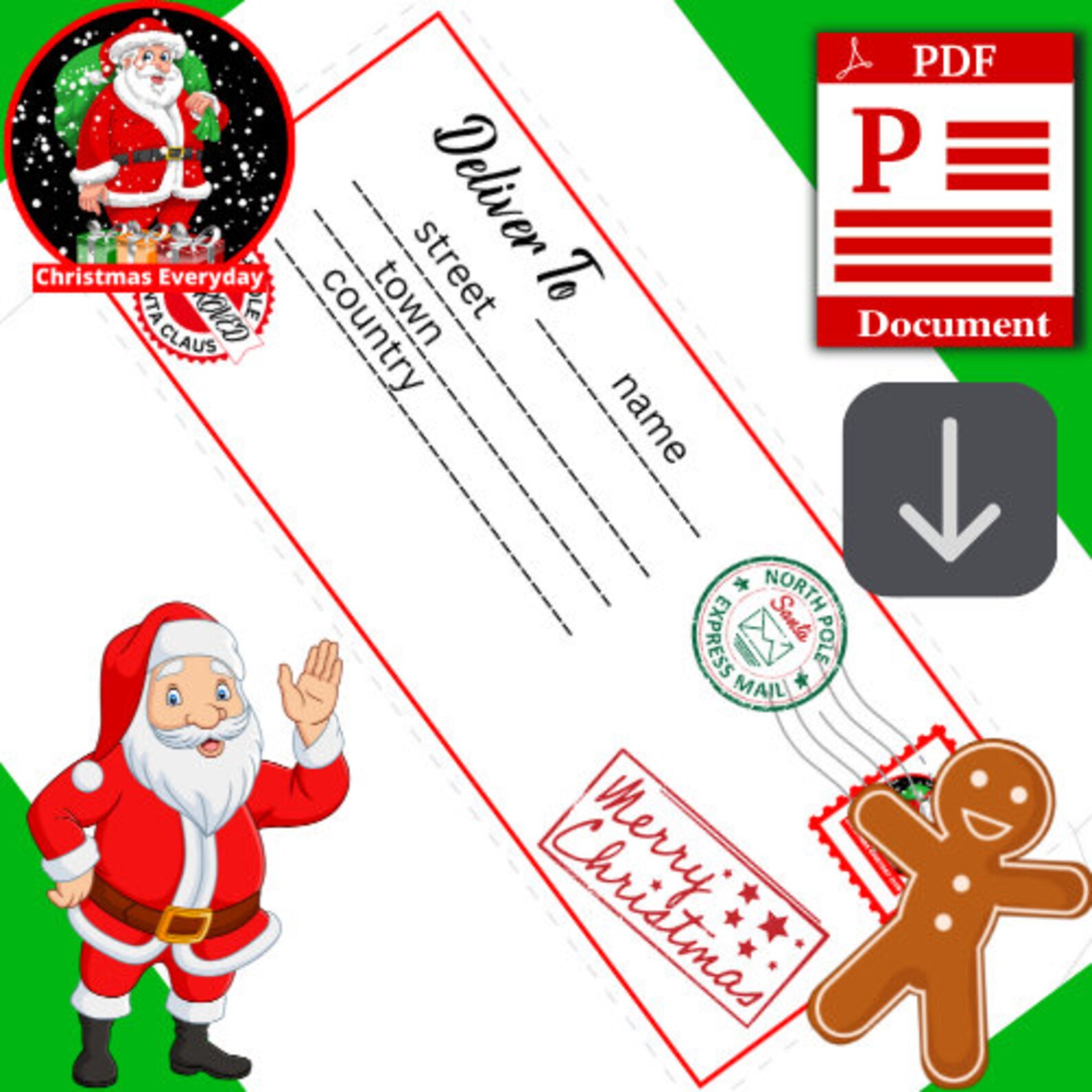 Printable Letter to Santa & Letter From Santa, Letter to Santa Envelope ...