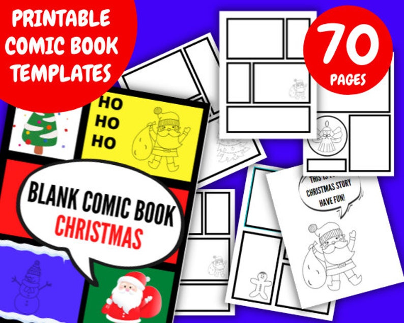 Blank Comic Book Christmas Strip Templates Christmas Cartoon - Etsy