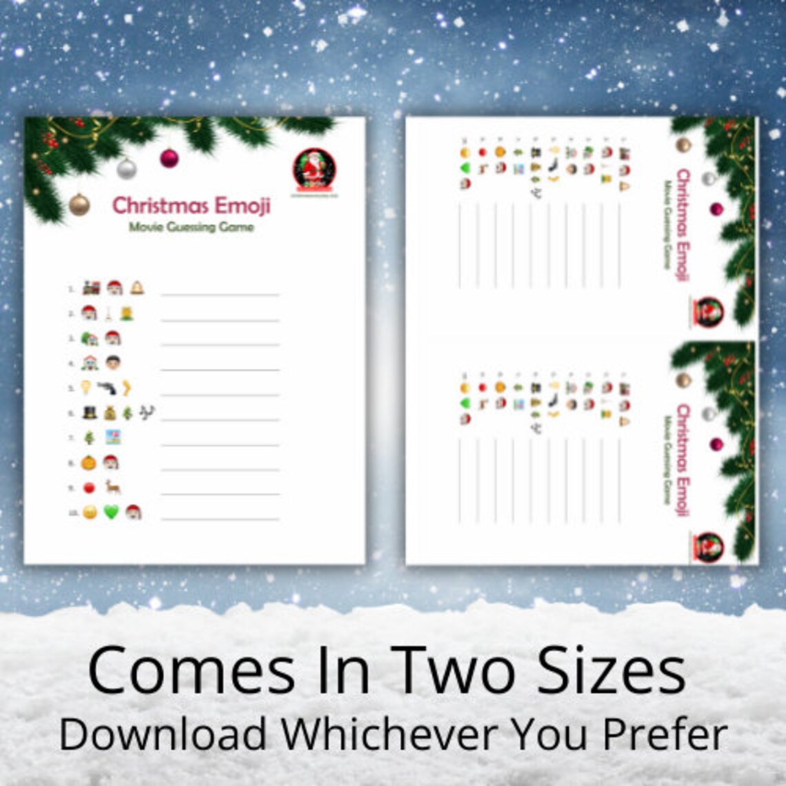 Christmas Emoji Game, Christmas Movie Game, Printable Christmas Games ...