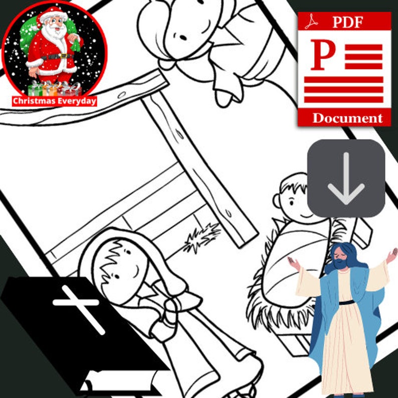 Bible and Nativity Coloring Pages Kid Friendly Easy to - Etsy