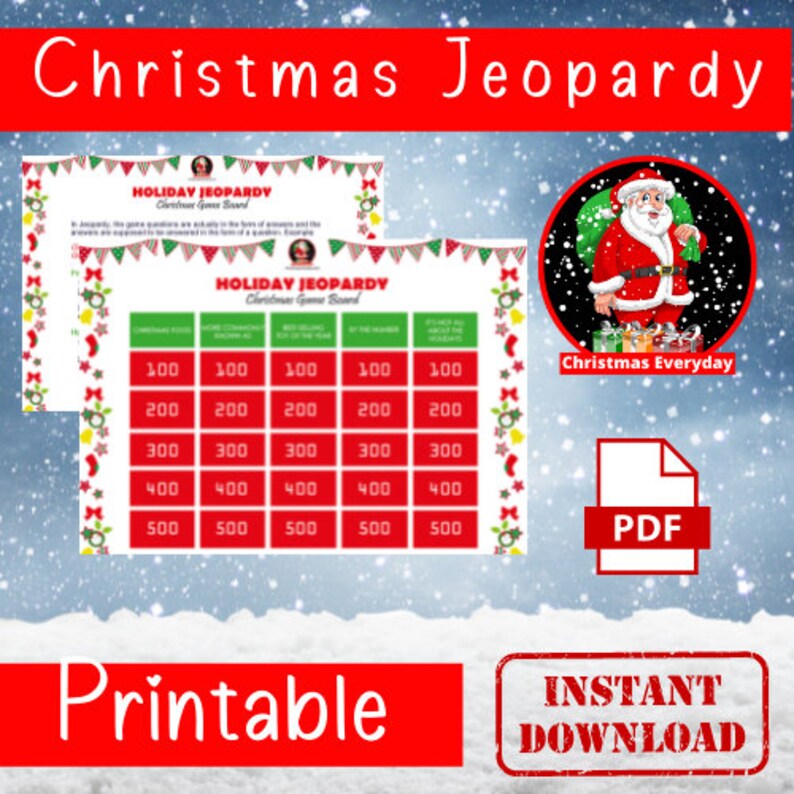 Christmas Jeopardy, Printable, Jeopardy , Trivia Game, Christmas Party ...