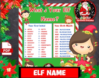 Whats Your Elf Name Name Generator Printable Party (Download Now) - Etsy UK