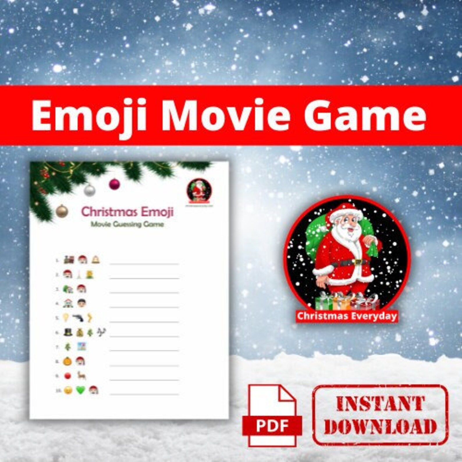 Christmas Emoji Game, Christmas Movie Game, Printable Christmas Games ...