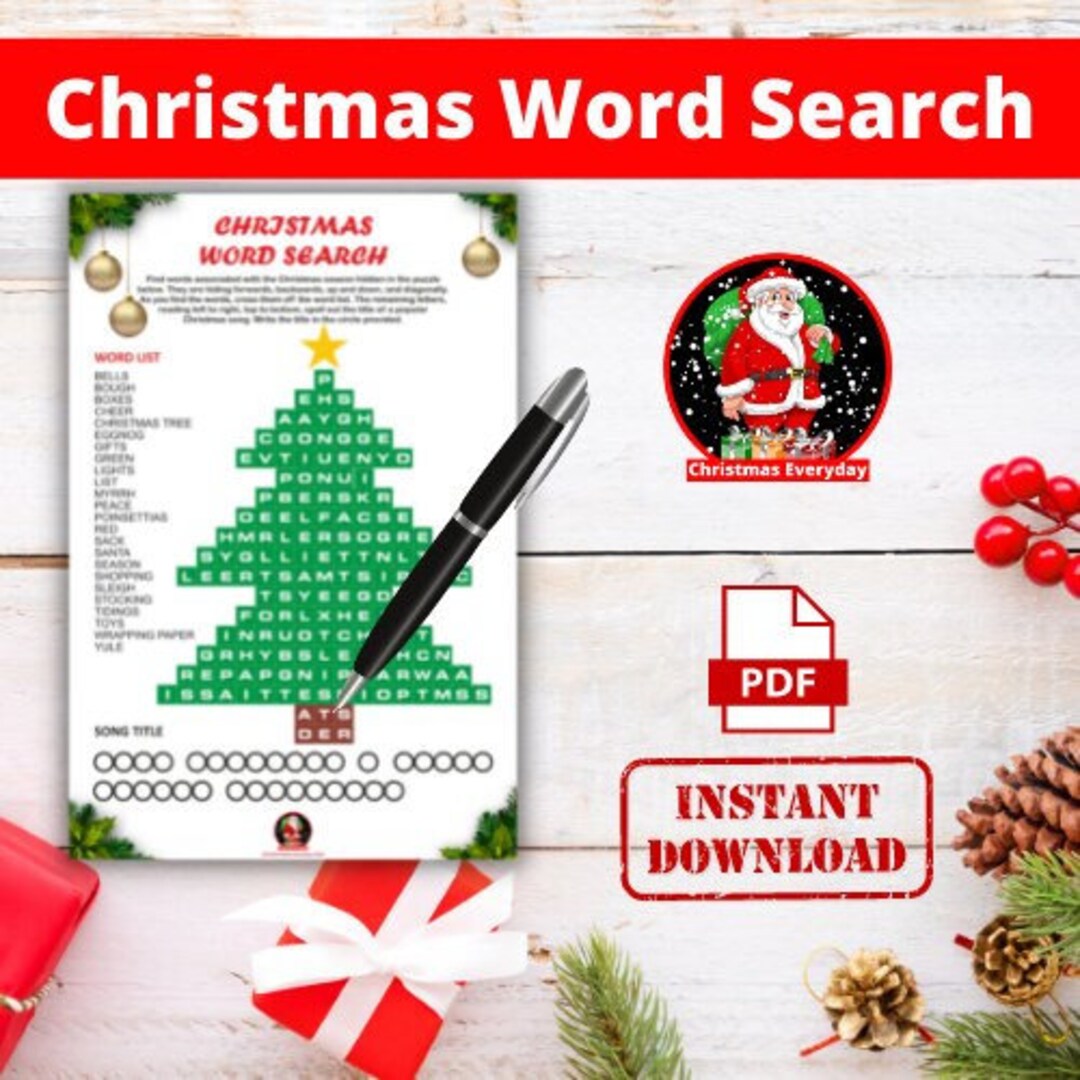 Christmas Word Search, Printable Christmas Word Find, Printable Word ...