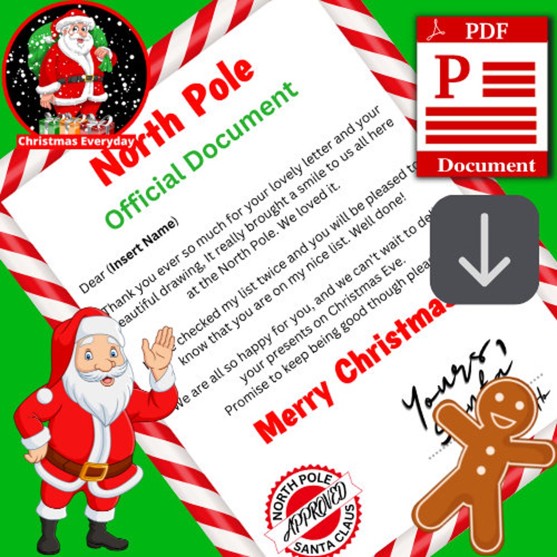 Printable Letter to Santa & Letter From Santa, Letter to Santa Envelope ...