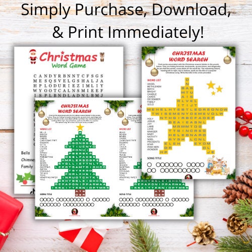 Christmas Word Search Puzzles Bundle Christmas Word Search - Etsy