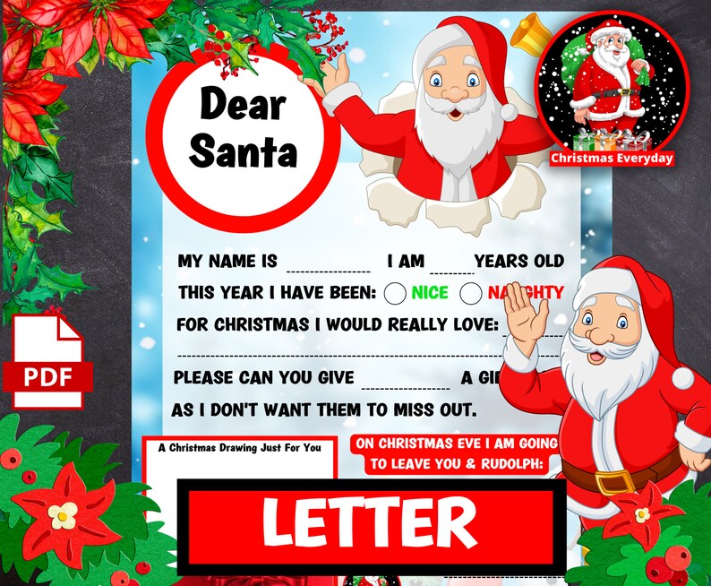 Printable Letter to Santa & Letter From Santa, Letter to Santa Envelope ...