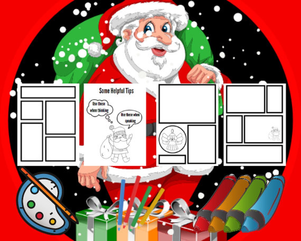 Blank Comic Book Christmas Strip Templates Christmas Cartoon - Etsy