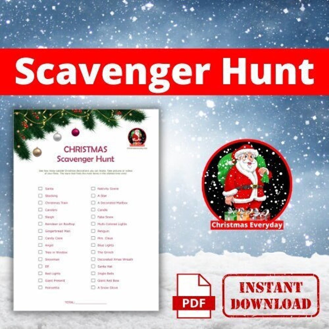 Christmas Scavenger Hunt, Printable Christmas Party Game, Holiday Party ...