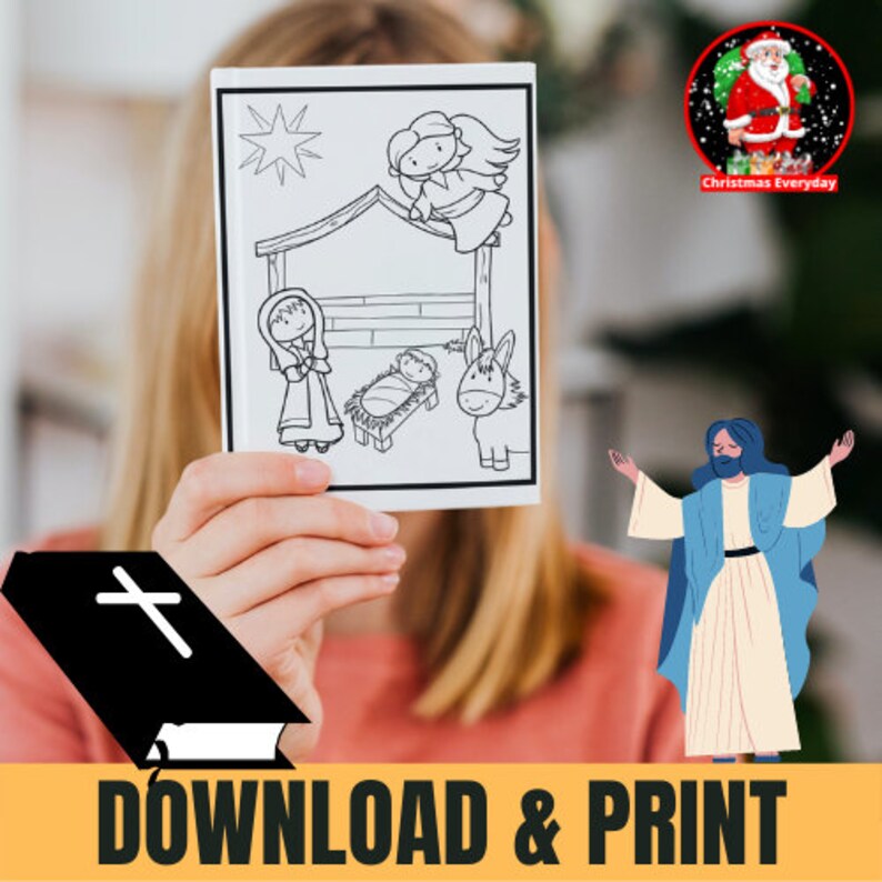 Bible and Nativity Coloring Pages Kid Friendly Easy to - Etsy