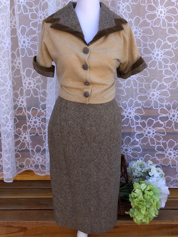 True Vintage 1950s Wool Skirt Set Fall Winter Etsy