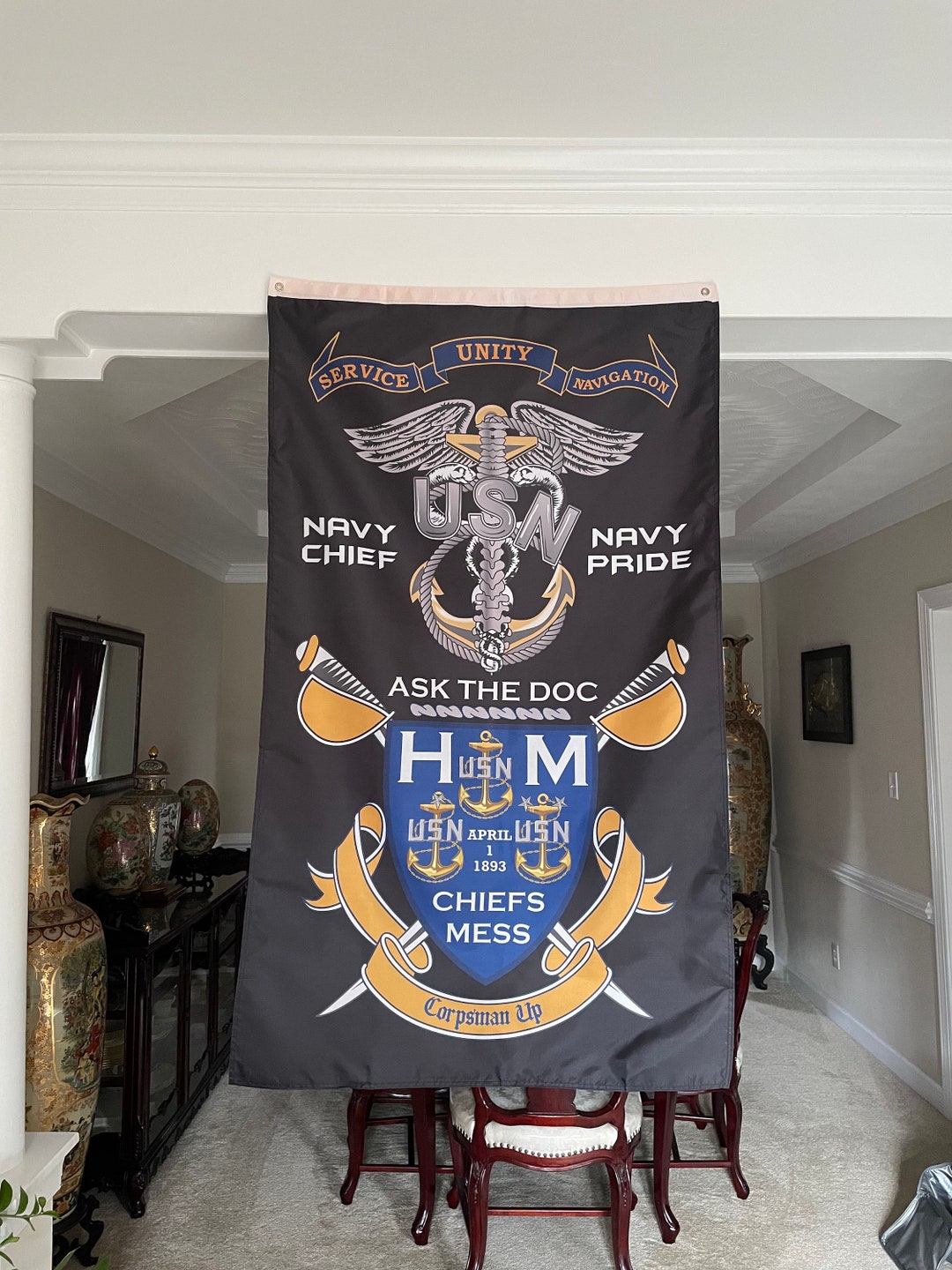 US Navy Corpsman CPO 5X3 Vertical Flag - Etsy