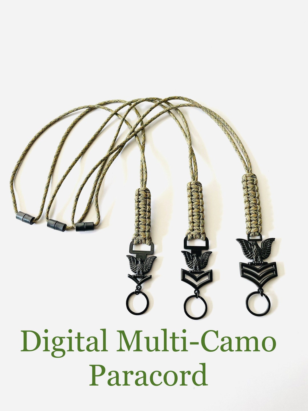 USN E4/E5/E6 Black Crow With Digital Multi Camo Paracord Neck Lanyard ...