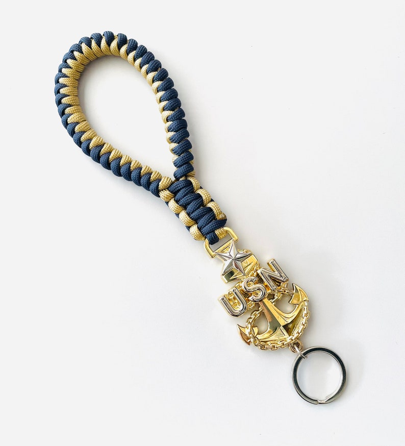 USN E7/E8/E9 Navy Blue and Gold Paracord Keychains/keyfob - Etsy