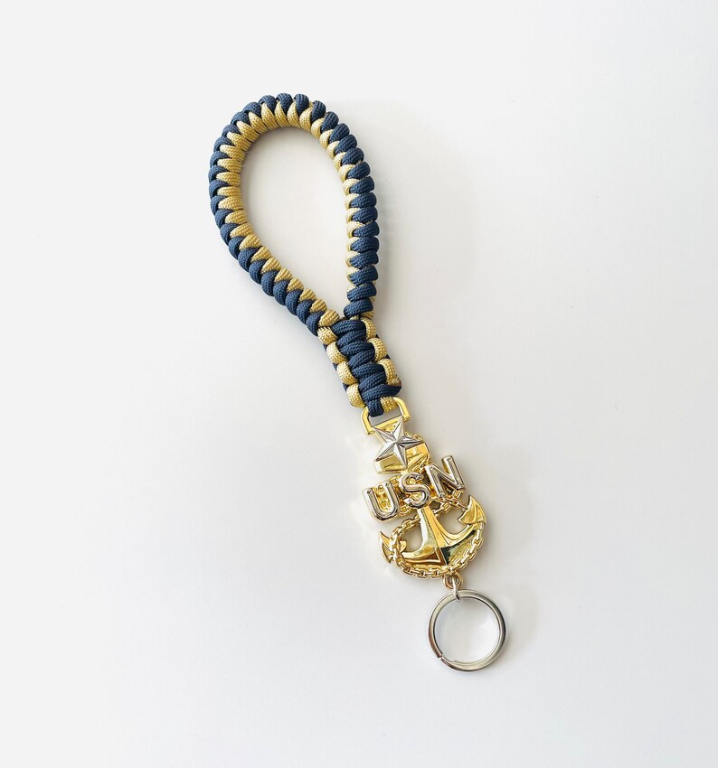 USN E7/E8/E9 Navy Blue and Gold Paracord Keychains/keyfob - Etsy