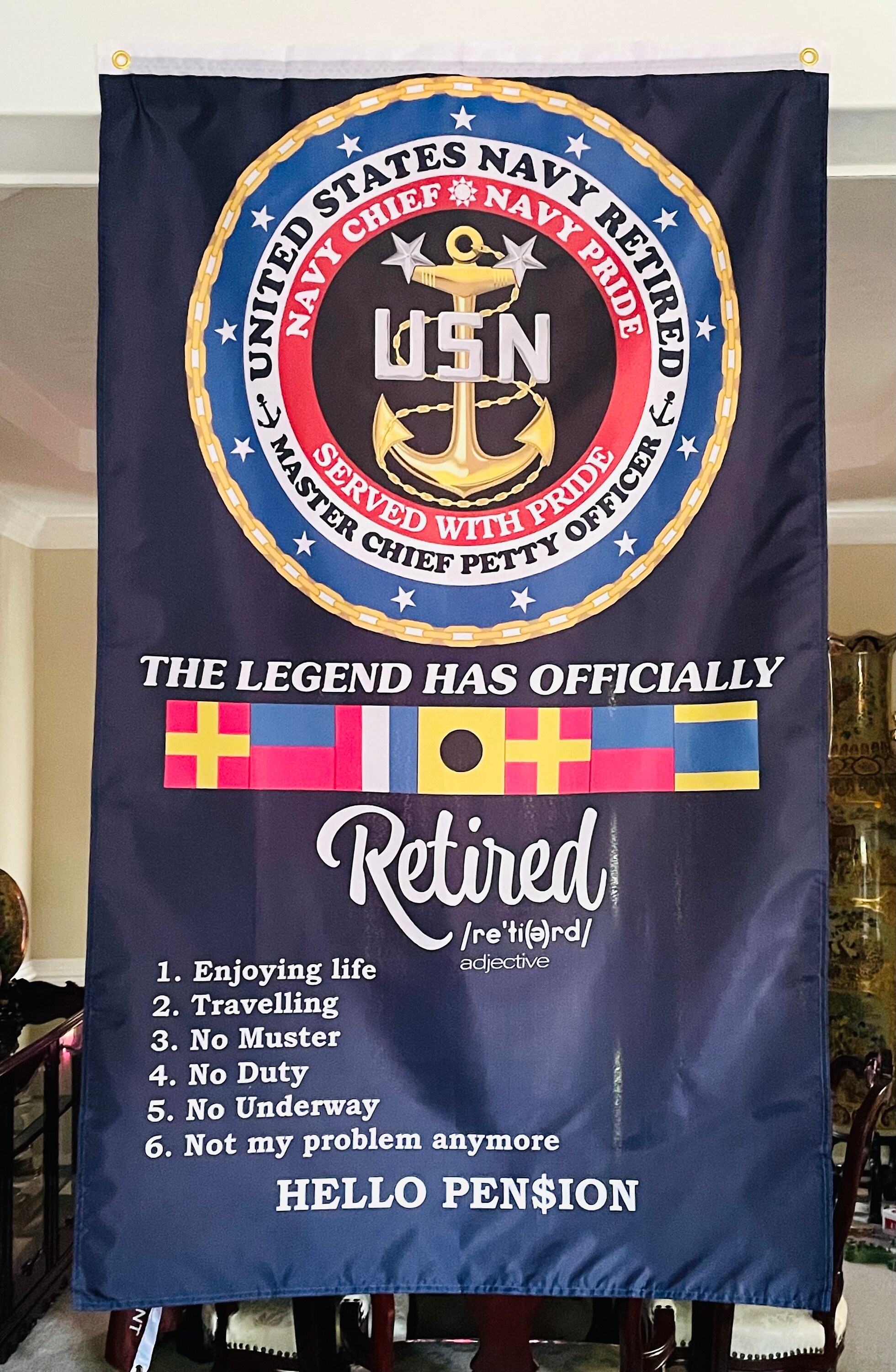 USN Chief, Senior Chief and Master Chief Retired 5X3 Vertical Flag. - Etsy