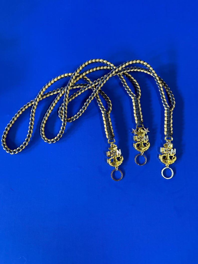 USN E7/E8/E9 2 Color (navy Blue and Gold Paracord Neck Lanyard. - Etsy