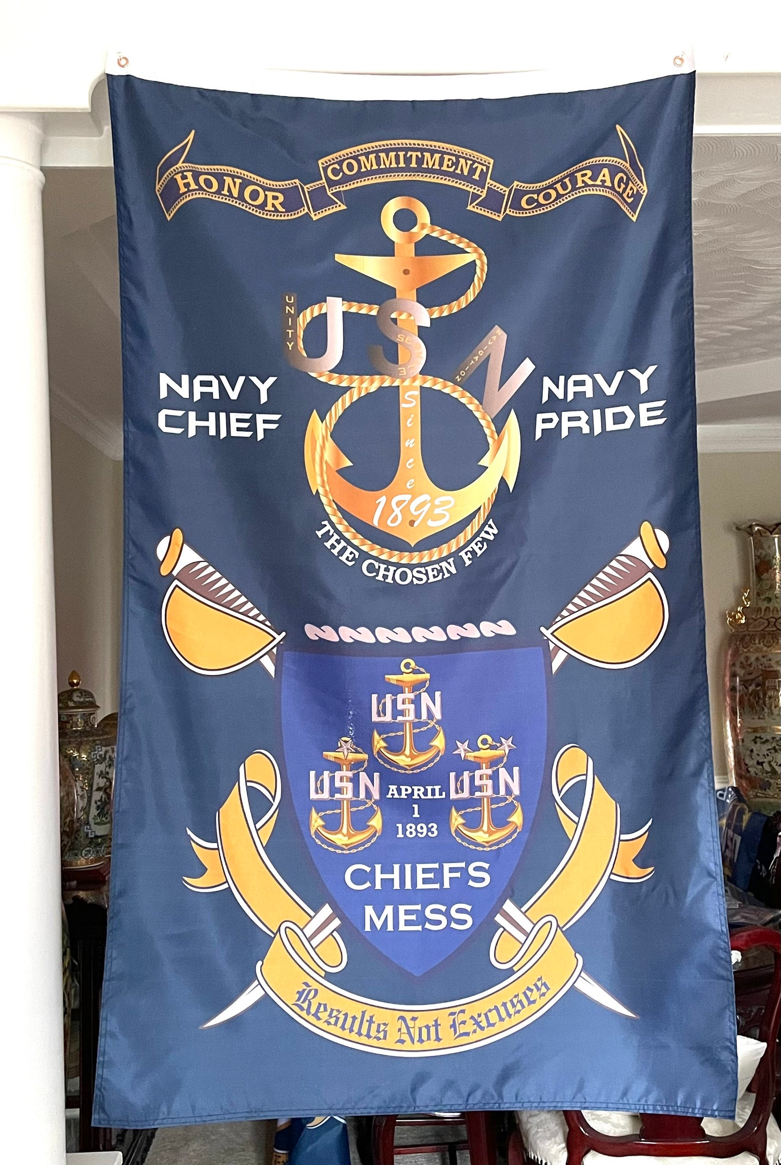 USN CPO Mess 5X3 Vertical Flag | Etsy