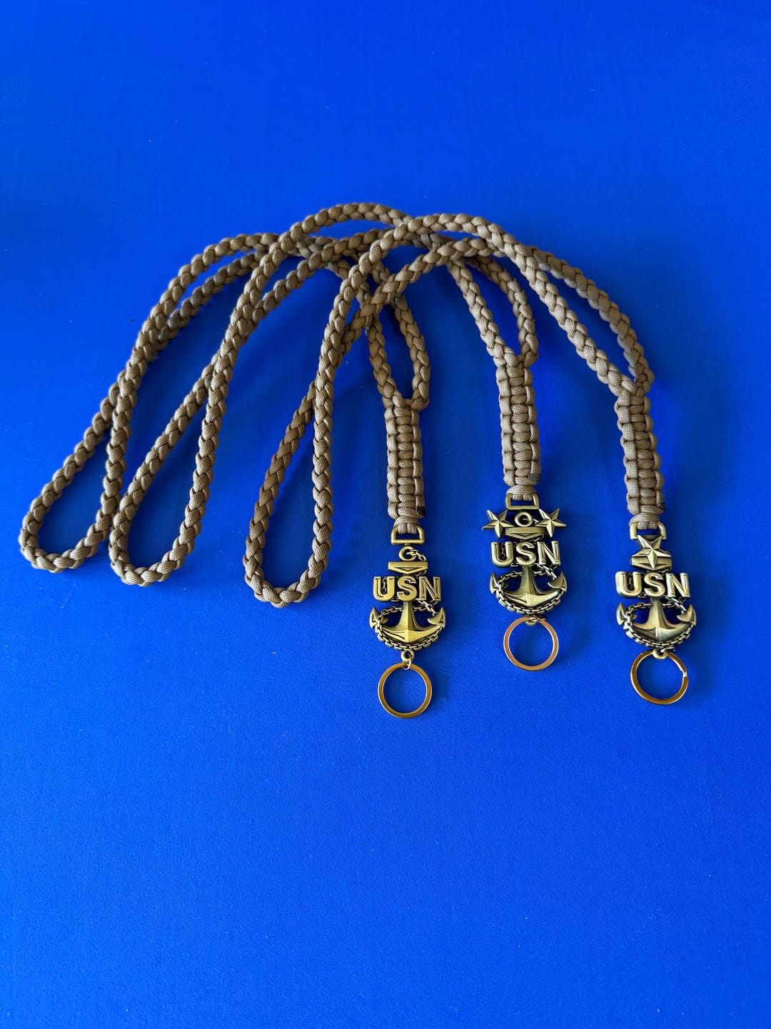 USN E7/E8/E9 Antique Gold Anchor With Coyote Brown Paracord Neck ...
