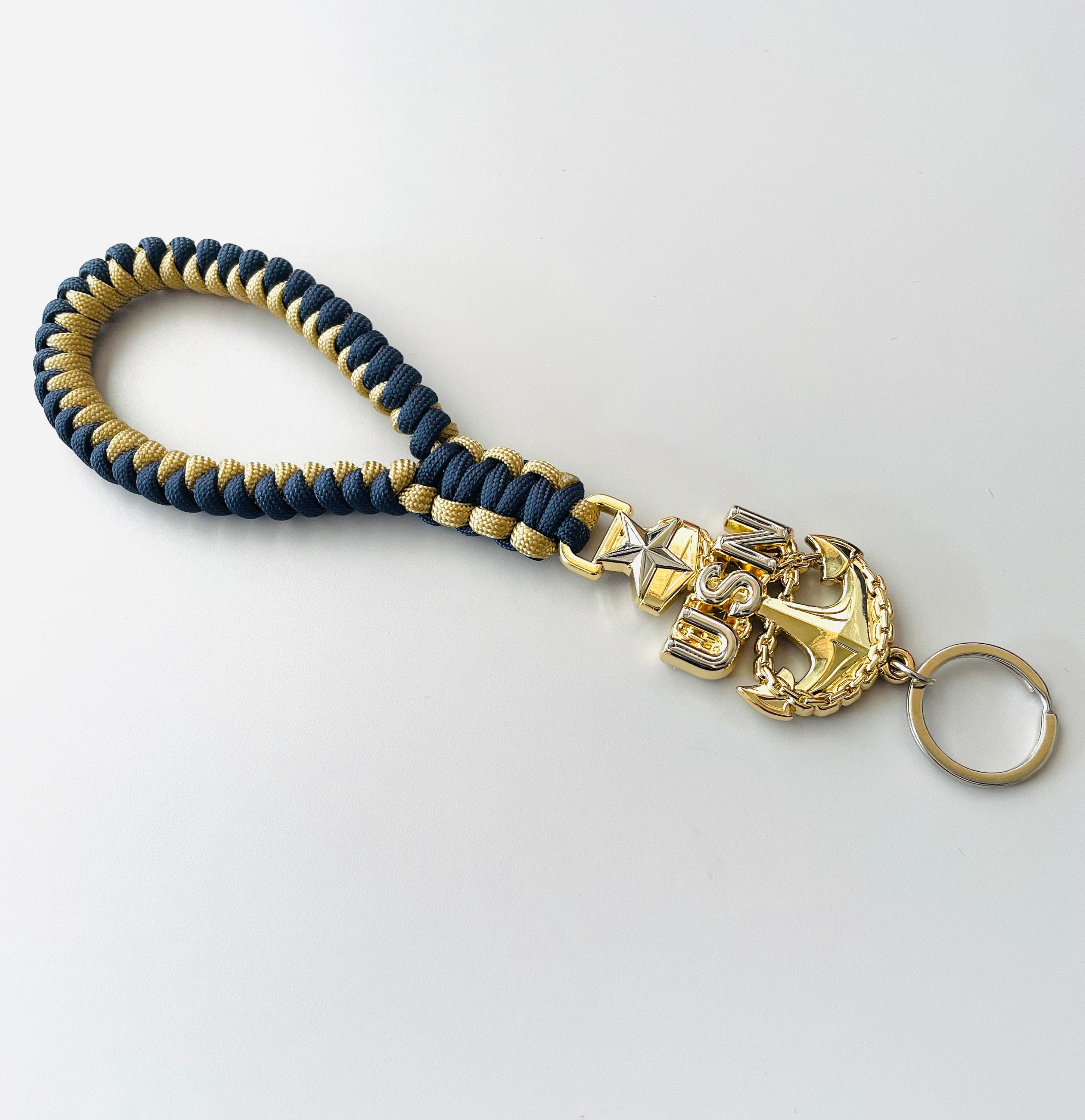 USN E7/E8/E9 Navy Blue and Gold Paracord Keychains/keyfob - Etsy