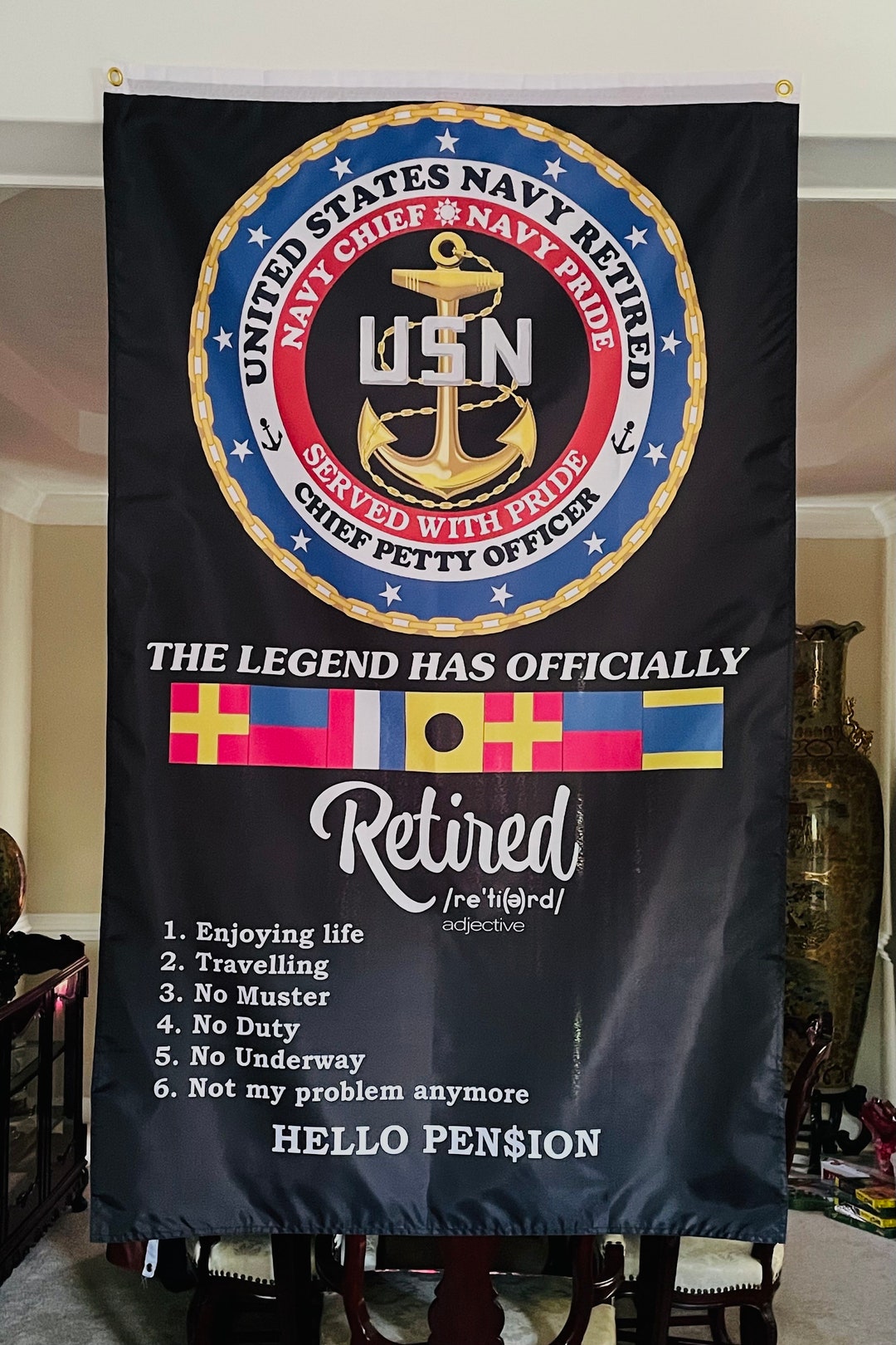 USN Chief, Senior Chief and Master Chief Retired 5X3 Vertical Flag. - Etsy