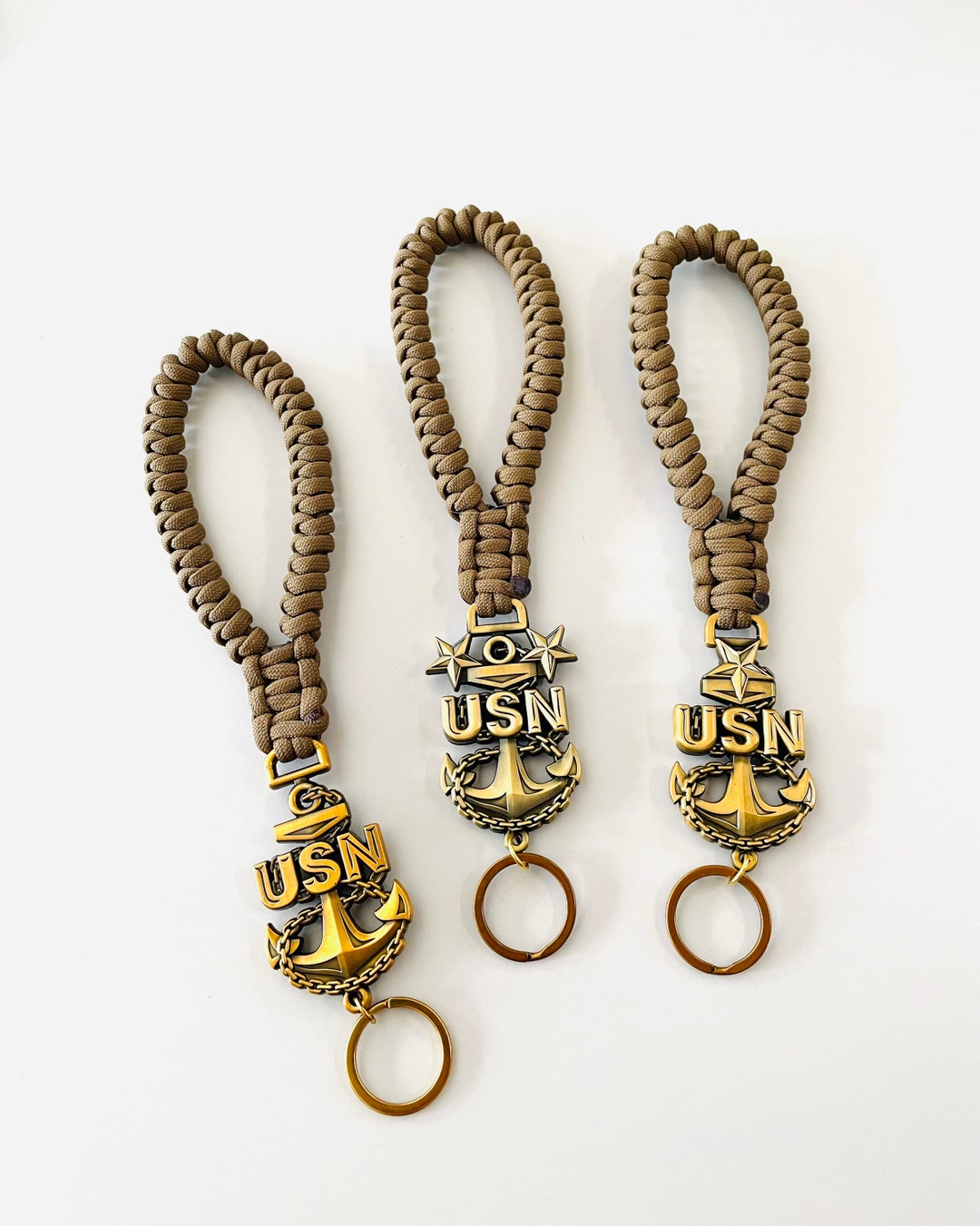 USN E7/E8/E9 Paracord Keychains/key Fob Antique Gold Anchors - Etsy