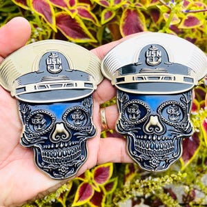 USN 4” Sugar Skull Senior Chief Petty Officer Tribal Anchor Challenge ...