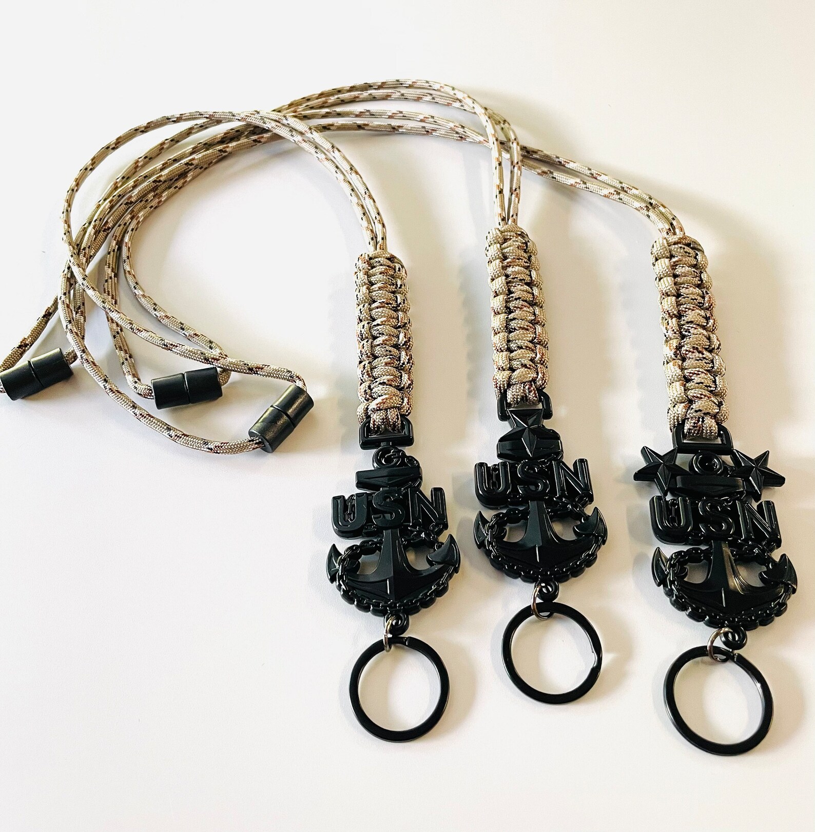 USN E7/E8/E9 Black Anchor With Desert Camo Paracord Neck Lanyard. - Etsy