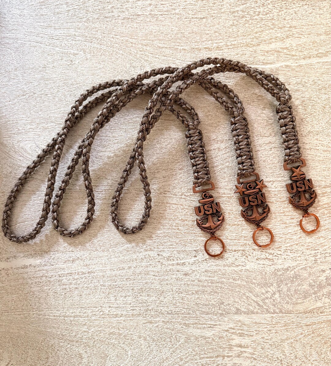 USN E7/E8/E9 Antique Copper Anchor With 2 Color Paracord Neck Lanyard ...