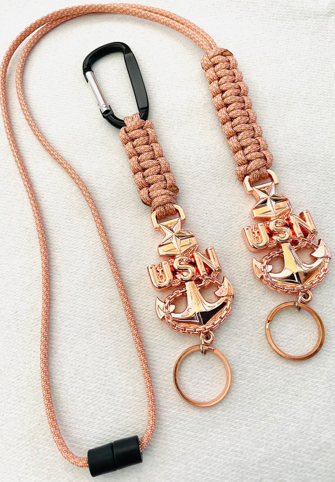 USN Rose Gold SCPO Paracord Keychain or Neck Lanyard. - Etsy