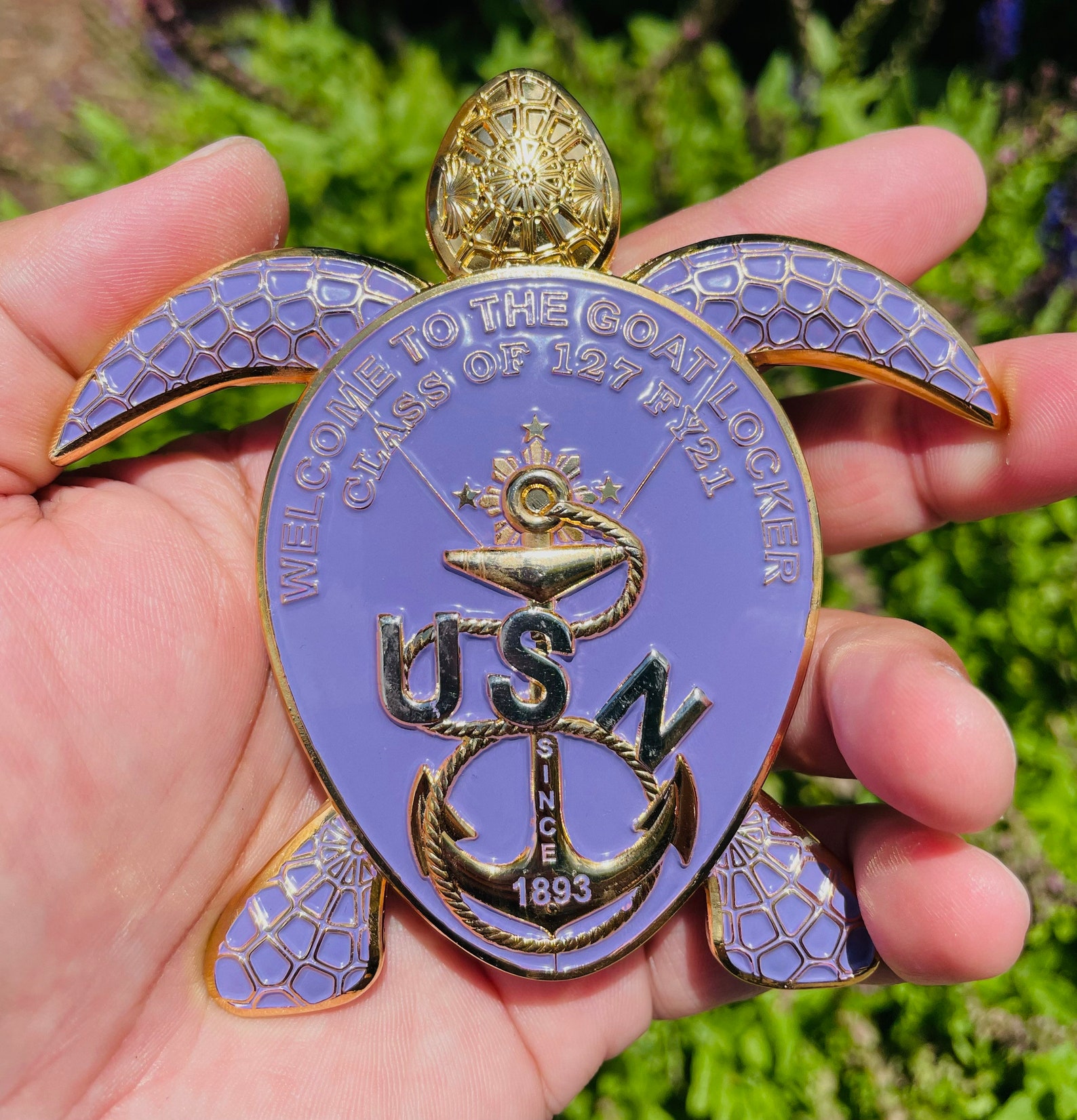USN CPO Class 127 Turtle Challenge Coin Purple and Gold Color | Etsy