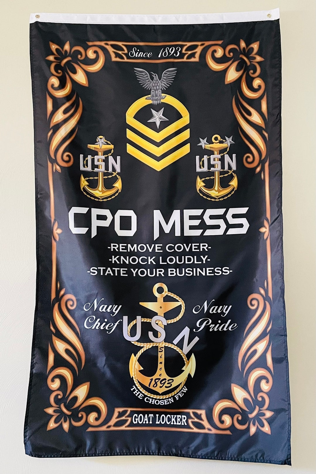 USN CPO Mess 5X3 Vertical Flag - Etsy